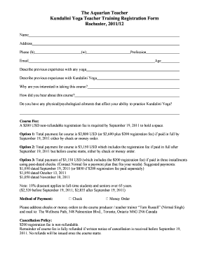 Fillable Online Kundalini Yoga Teacher Training Registration Form Fax ...