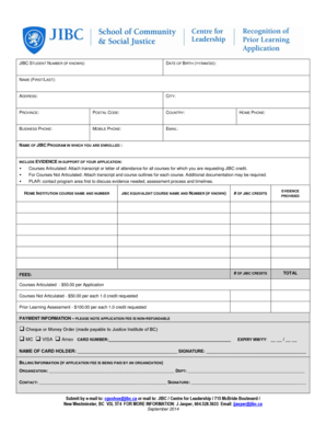 Fillable Online JIBC STUDENT NUMBER (IF KNOWN) Fax Email Print - pdfFiller