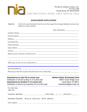 Fillable Online nia-art Scholarship application form - NIA-art.org ...