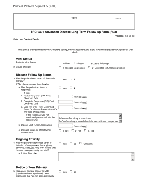 Fillable Online TRC TRC-0301 Advanced Disease Long-Term Follow-up Form ...