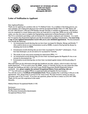 Fillable Online minneapolis va Letter of Notification to Applicant ...