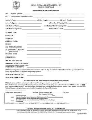 Sigma Gamma Rho Torch Calendar - Fill Online, Printable, Fillable ...