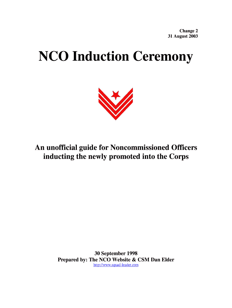 Fillable Online NCO Induction Ceremony Fax Email Print - pdfFiller