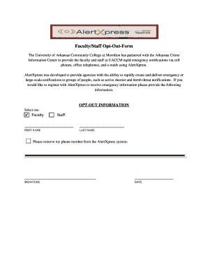 Fillable Online uaccm Faculty/Staff Opt-Out-Form - University of ...