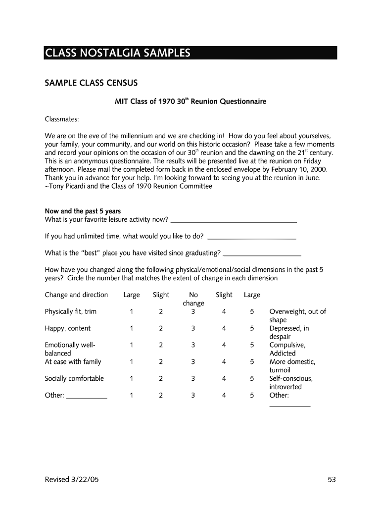 Fillable Online alum mit CLASS NOSTALGIA SAMPLES Fax Email Print ...