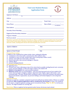 Fillable Online tcdsb Tom Leon Student Bursary Application Form - tcdsb ...
