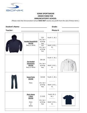 Fillable Online tcdsb UNIFORM'S ORDER FORM - tcdsb Fax Email Print ...