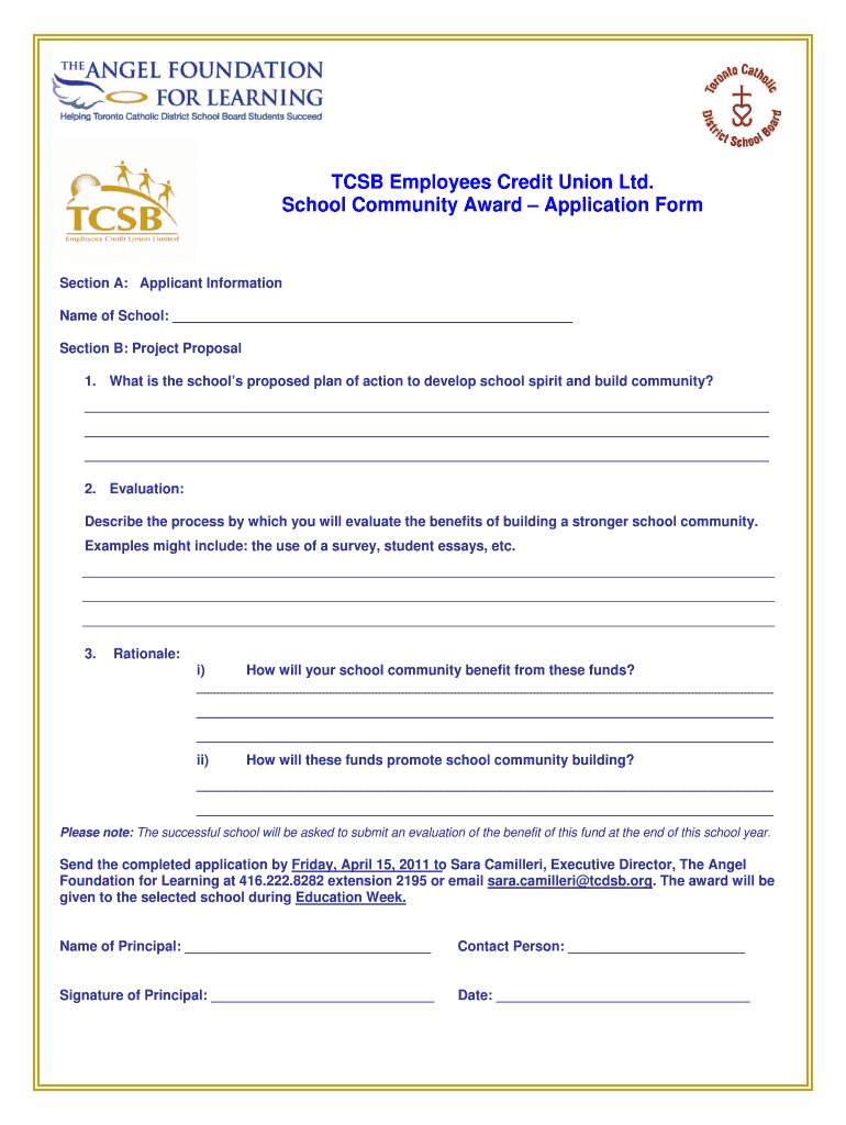 Fillable Online tcdsb TCSB ECU Application Form 2011.doc Fax Email ...