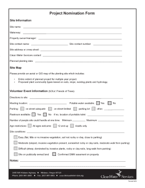 Fillable Online cleanwaterservices Project Nomination Form.pdf - Clean ...