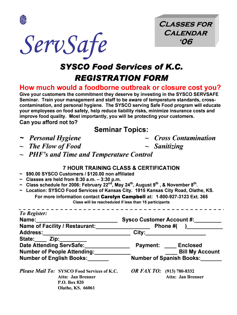 Fillable Online Download our Registration Form (pdf format) - Sysco Fax Email Print - pdfFiller