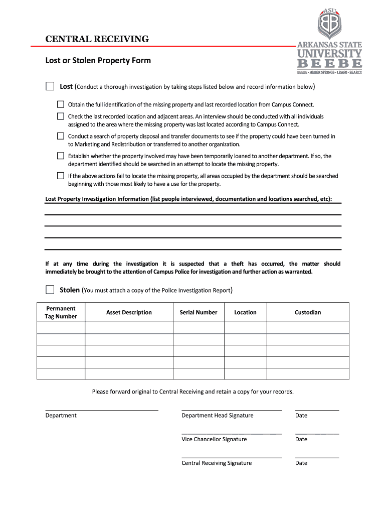 Fillable Online asub CENTRAL RECEIVING Fax Email Print - pdfFiller