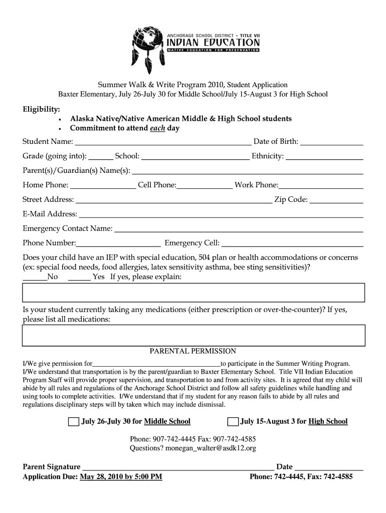 Fillable Online asdk12 Middle School Student - Anchorage School ...