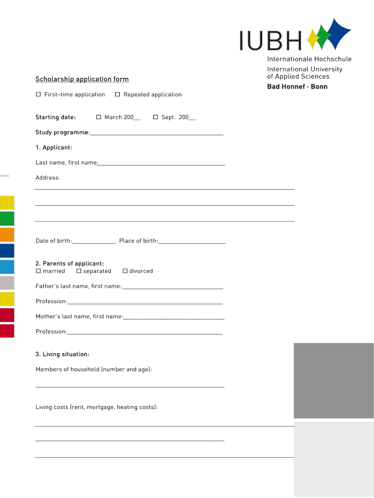 Fillable Online Scholarships at the International University of Applied Fax Email Print - pdfFiller