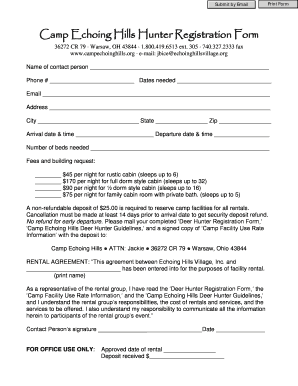 Fillable Online echoinghillsvillage Deer Hunter Registration FORM ...