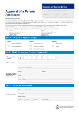 Fillable Online Application for approval of a person form - Consumer ...