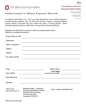 Fillable Online Authorization to Obtain Exposure Records ...