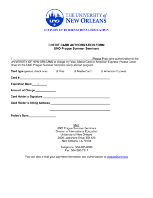 Fillable Online inst uno Credit Card Form - Division of International ...