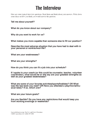 Fillable Online Successful Interviewing - Career Kids Fax Email Print ...