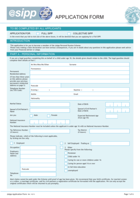 Fillable Online APPLICATION FORM - SIPP Fax Email Print - pdfFiller