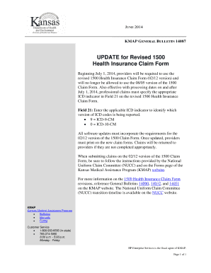 Fillable Online KMAP GENERAL BULLETIN 14087 UPDATE for Revised 1500 ...