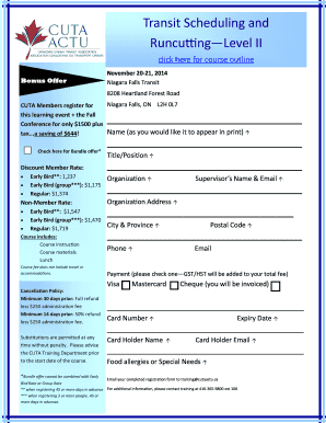 Fillable Online Transit Scheduling and Runcutting Level II - ACTU Fax ...