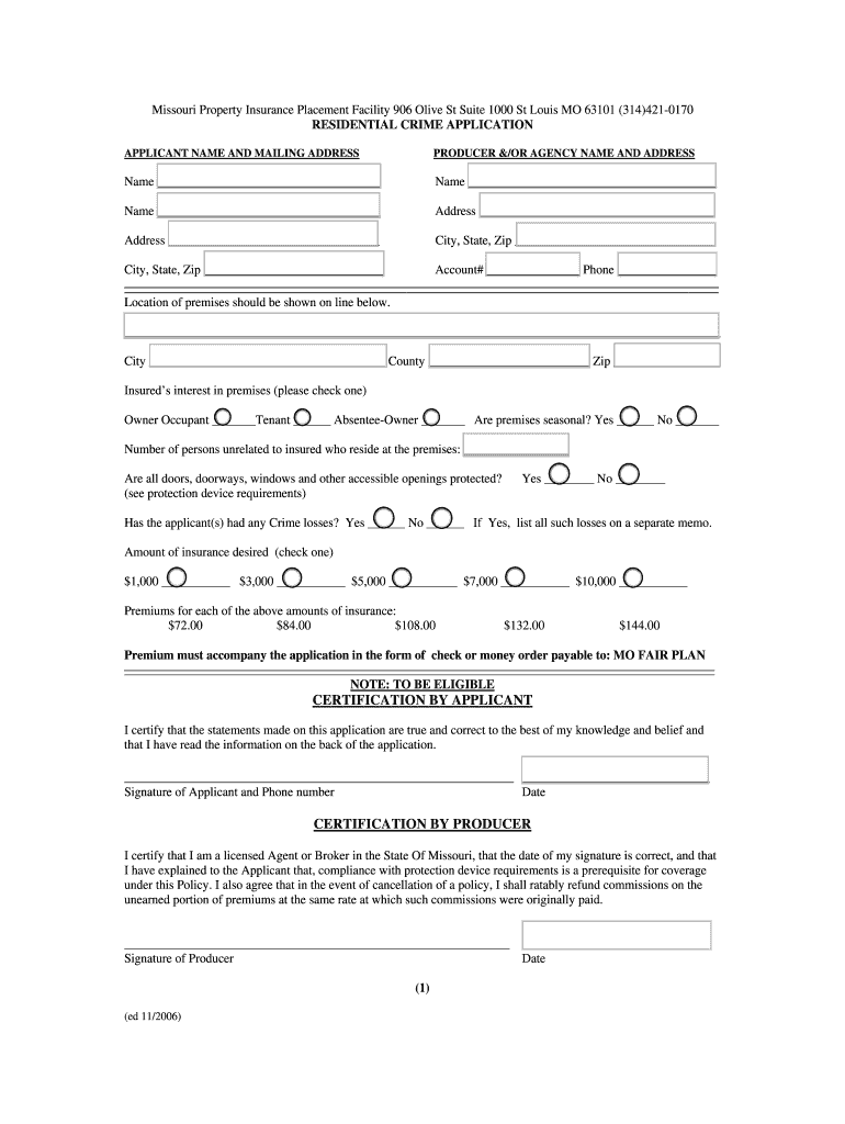 Fillable Online Crime Application Residential new1.doc Fax Email Print ...