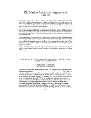 Fillable Online Kid Nation Participant Agreement pdf - Eric E Johnson ...