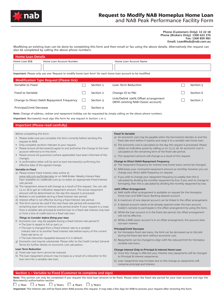 Fillable Online nabbroker com Request to Modify NAB Homeplus Home Loan ...