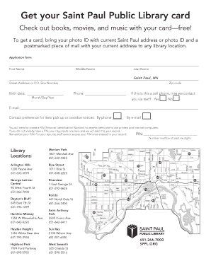 Fillable Online sppl Application - Saint Paul Public Library Fax Email Print - pdfFiller