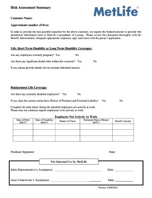 Fillable Online Risk Assessment Summary (RAS) Form Process - Warner ...