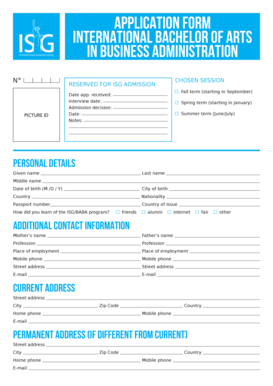 Fillable Online APPLICATION FORM INTERNATIONAL BACHELOR - ISG Fax Email Print - pdfFiller