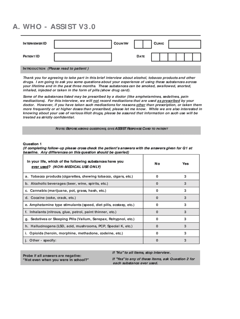 Fillable Online ireta WHO - ASSIST V3 - ireta Fax Email Print - pdfFiller