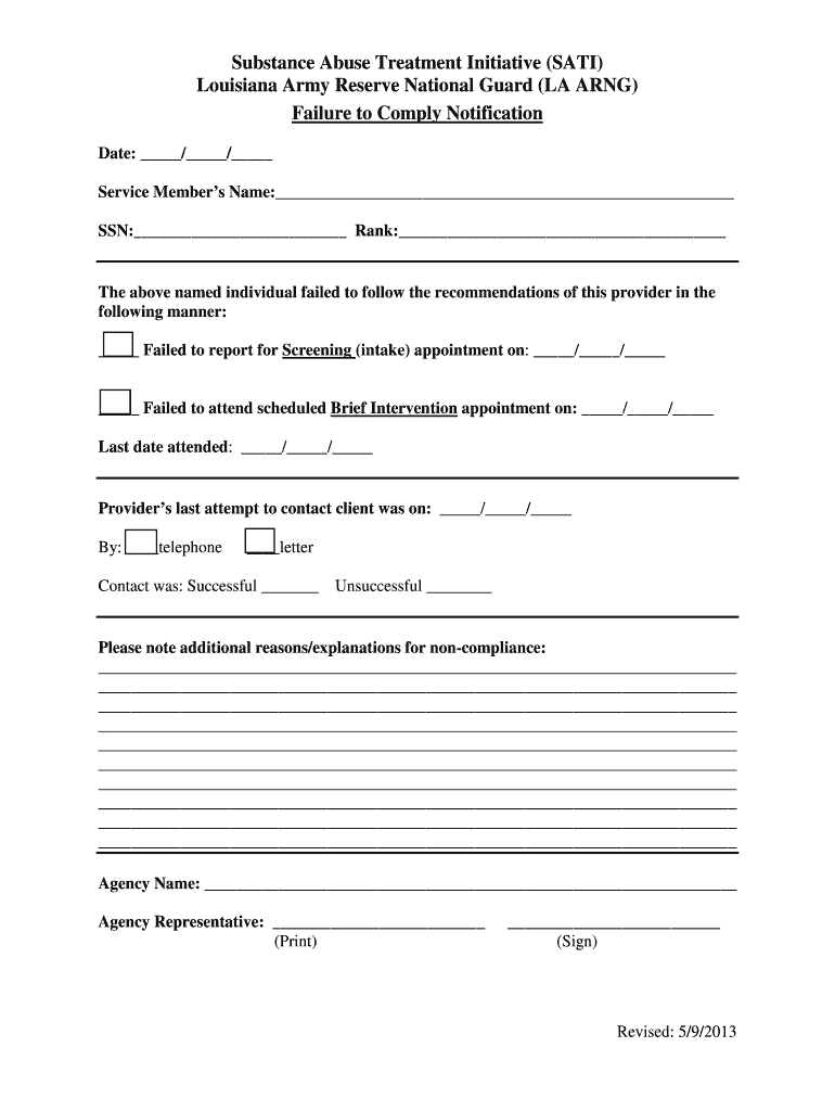 Fillable Online ireta LAARNG Failure to Comply Form Update 2 - IRETA ...