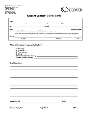 Fillable Online ccd Student Contact/Referral Form - ccd Fax Email Print ...