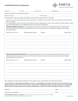 Fillable Online Assurant Life Beneficiary Desgnation Form Fax Email ...