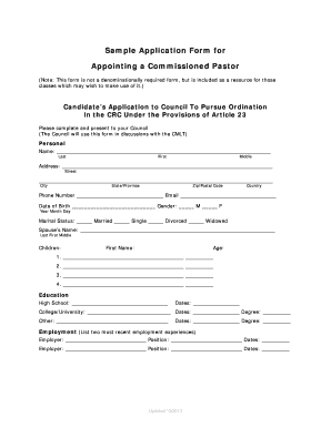 Fillable Online crcna Sample Application Form for Appointing a ...