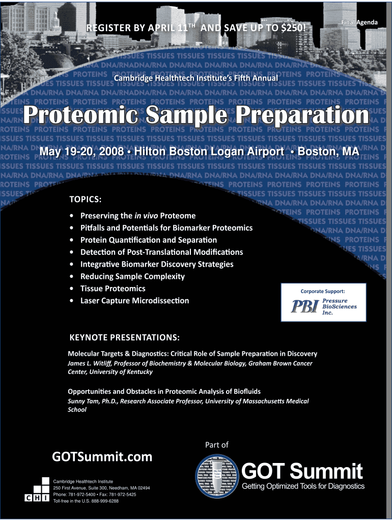 Fillable Online Proteomic Sample Preparation - Cambridge Healthtech ...