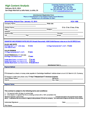 Fillable Online HCA Ad Form.doc. Exhibit Registration Form Fax Email ...