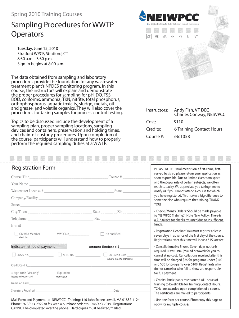 Fillable Online neiwpcc Sampling Procedures for WWTP - neiwpcc Fax ...