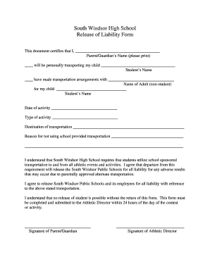 Fillable Online swindsor k12 ct high school liability form Fax Email ...