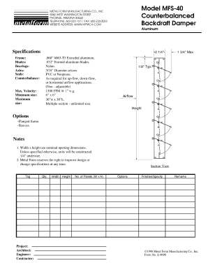 Counterbalanced Backdraft Damper - Fill Online, Printable, Fillable ...