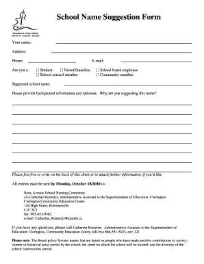 Fillable Online School Name Suggestion Form.pdf Fax Email Print - pdfFiller