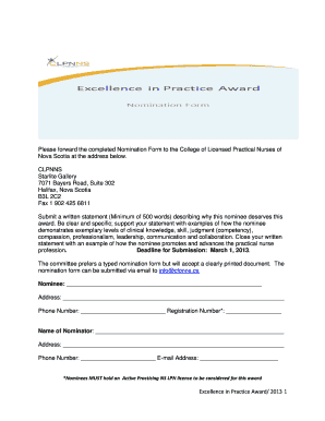 Fillable Online Excellence in Mentorship Preceptorship Award Nomination Form. The Nursing Care ...
