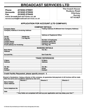 Fillable Online Company - Broadcast Services Ltd Fax Email Print ...