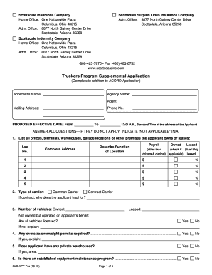 Fillable Online Truckers Program Supplemental Application Fax Email ...