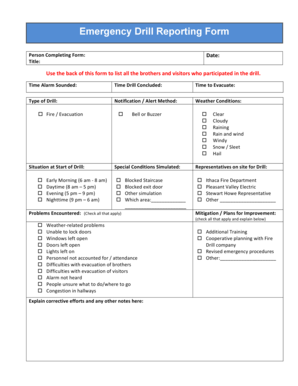 Fillable Online Emergency Drill Reporting Form Fax Email Print - pdfFiller