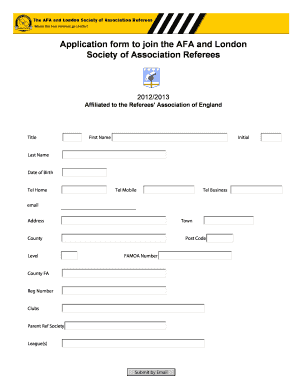 Fillable Online Application form to join the AFA and London Society of ...