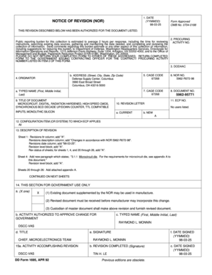 Fillable Online DATE (YYMMDD) 98-03-25 NOTICE OF REVISION (NOR) Form ...