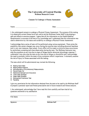 Fillable Online pegasus cc ucf Consent to Fitness Assessmentdoc Fax ...