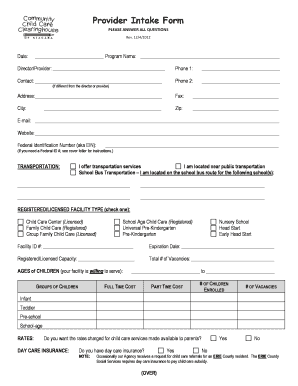 Fillable Online Community Child Care Clearinghouse of Niagara Provider ...